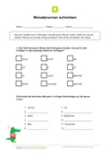 Arbeitsblatt: Monatsnamen schreiben