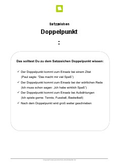 Arbeitsblatt: Satzzeichen Doppelpunkt