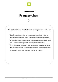 Arbeitsblatt: Satzzeichen Fragezeichen