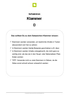 Arbeitsblatt: Satzzeichen Klammer